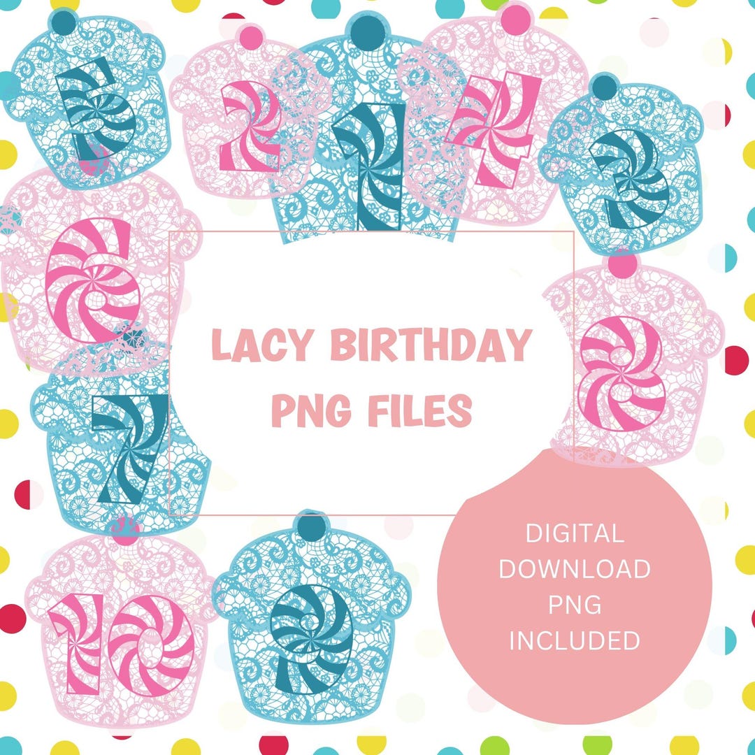 Lacy Cupcake Numbers PNG – Kids Birthday T-shirt & Card Design – Pink ...