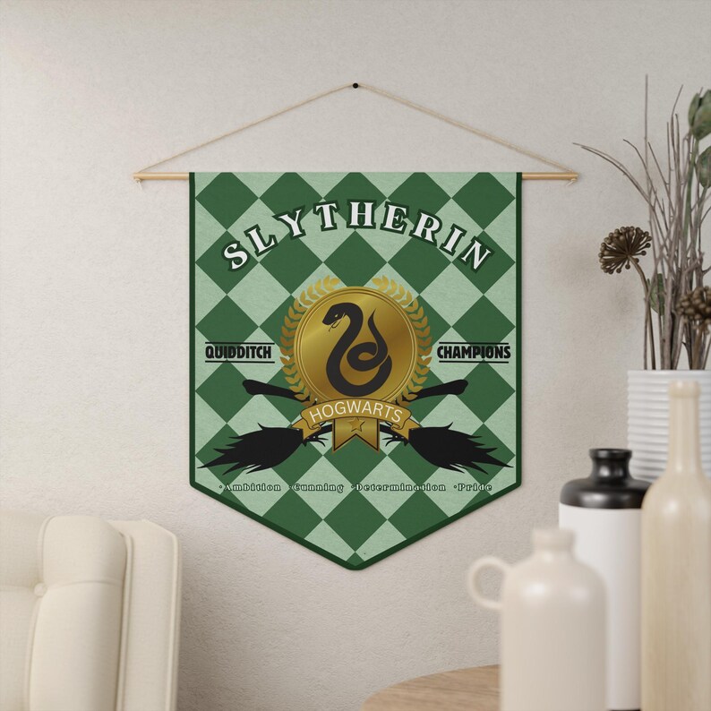 Slytherin Quidditch Pennant Banner, House Decor, Hogwarts Champion Flag ...