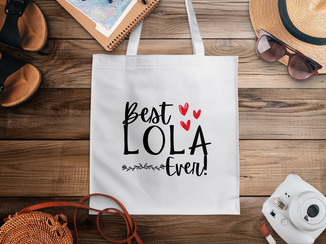 Best Lola Ever Tote Bag, Loving Grandma Gift, Red Hearts Canvas Bag ...