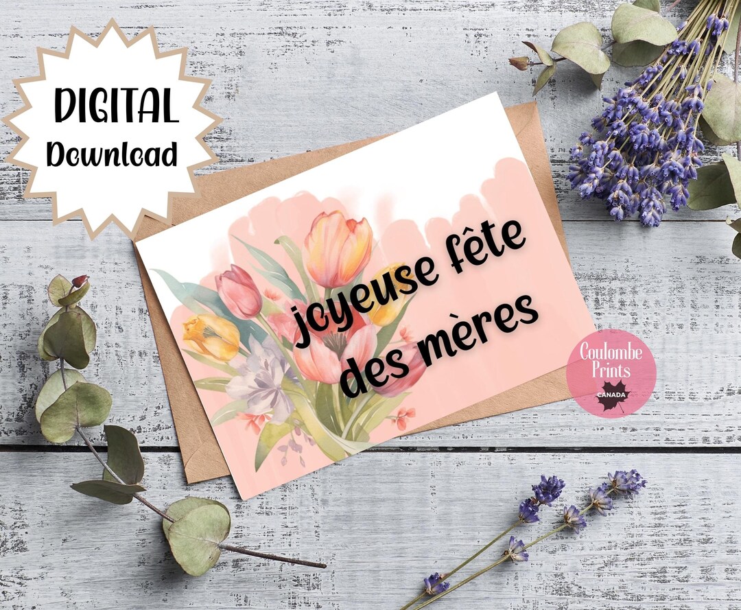 Printable Mother's Day Card En Français. Joyeuse Fête Des Mères ...