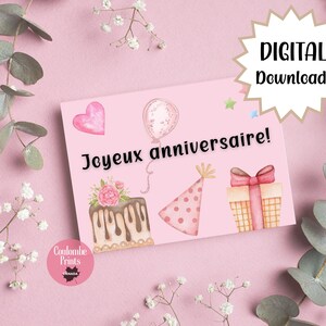 Joyeux Anniversaire, Printable French Birthday Card, Bonne Fete ...