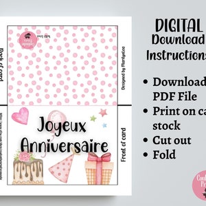 Joyeux Anniversaire, Printable French Birthday Card, Bonne Fete ...