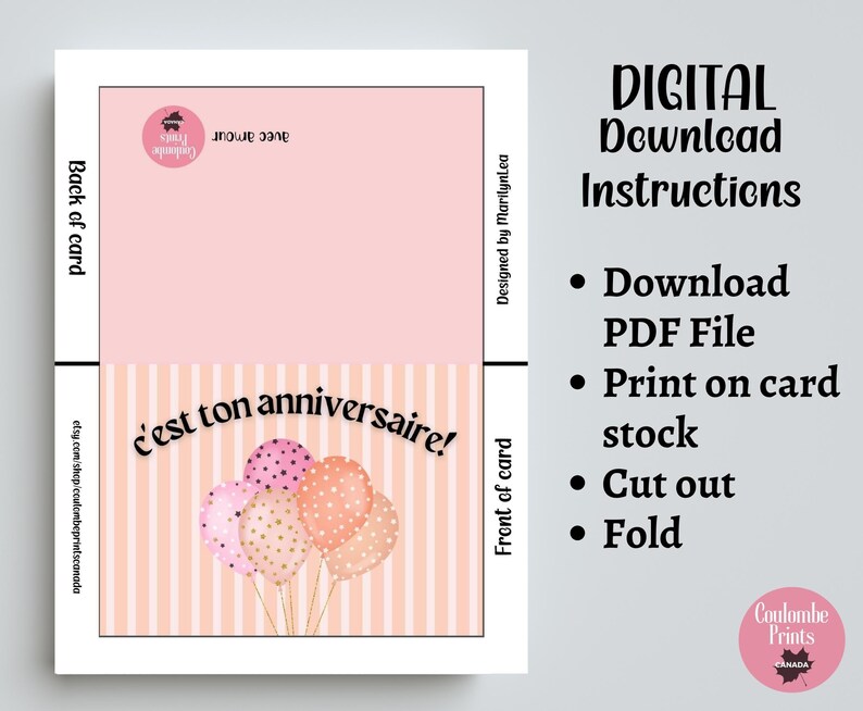 C'est Ton Anniversaire Printable French Birthday Card - Etsy