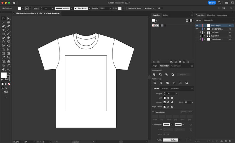 12"x16" Shirt Design Template File - Adobe Illustrator - Etsy