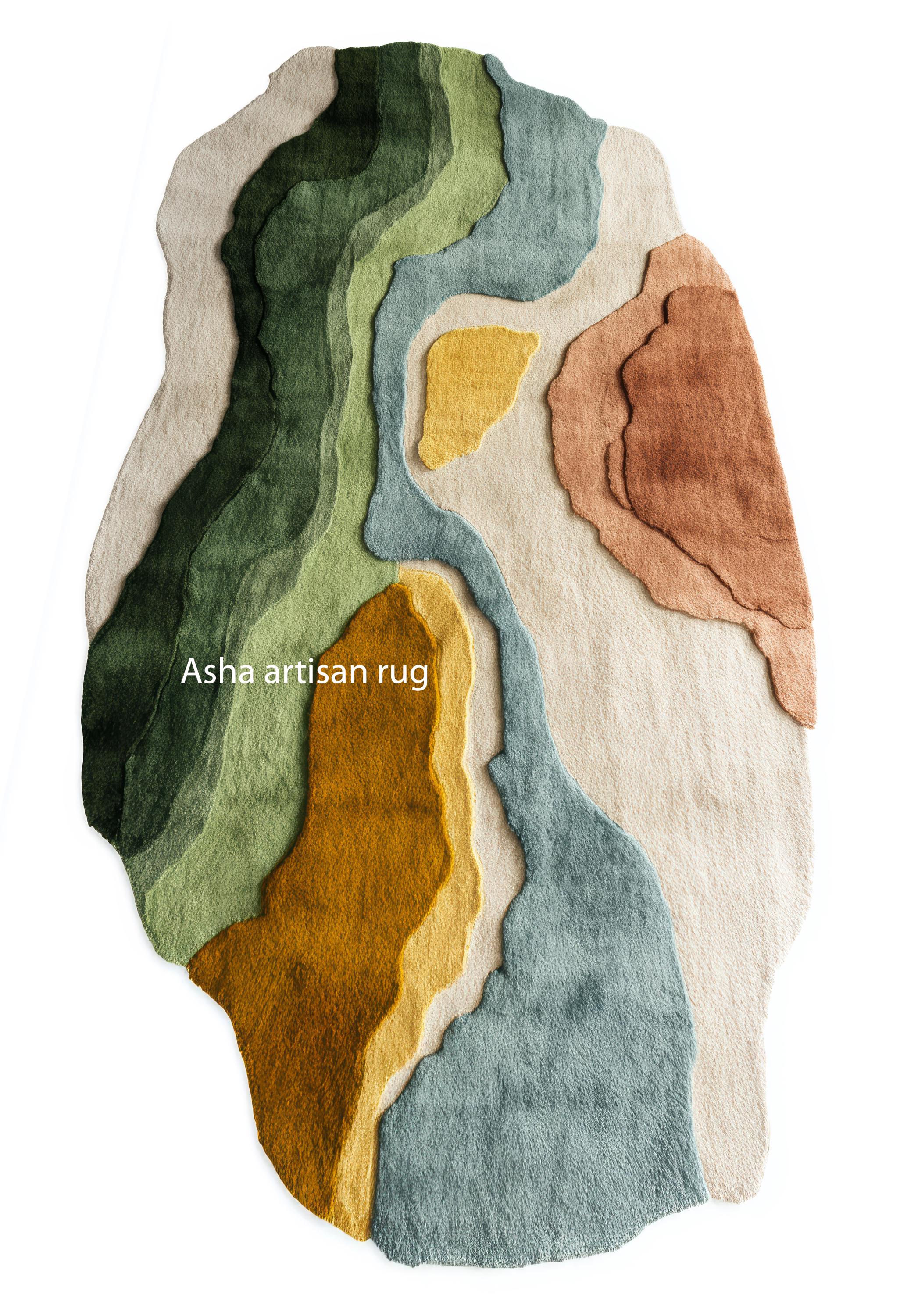Handmade Irregular Area Rug, Modern Colorful Home Decor, Soft Textured ...