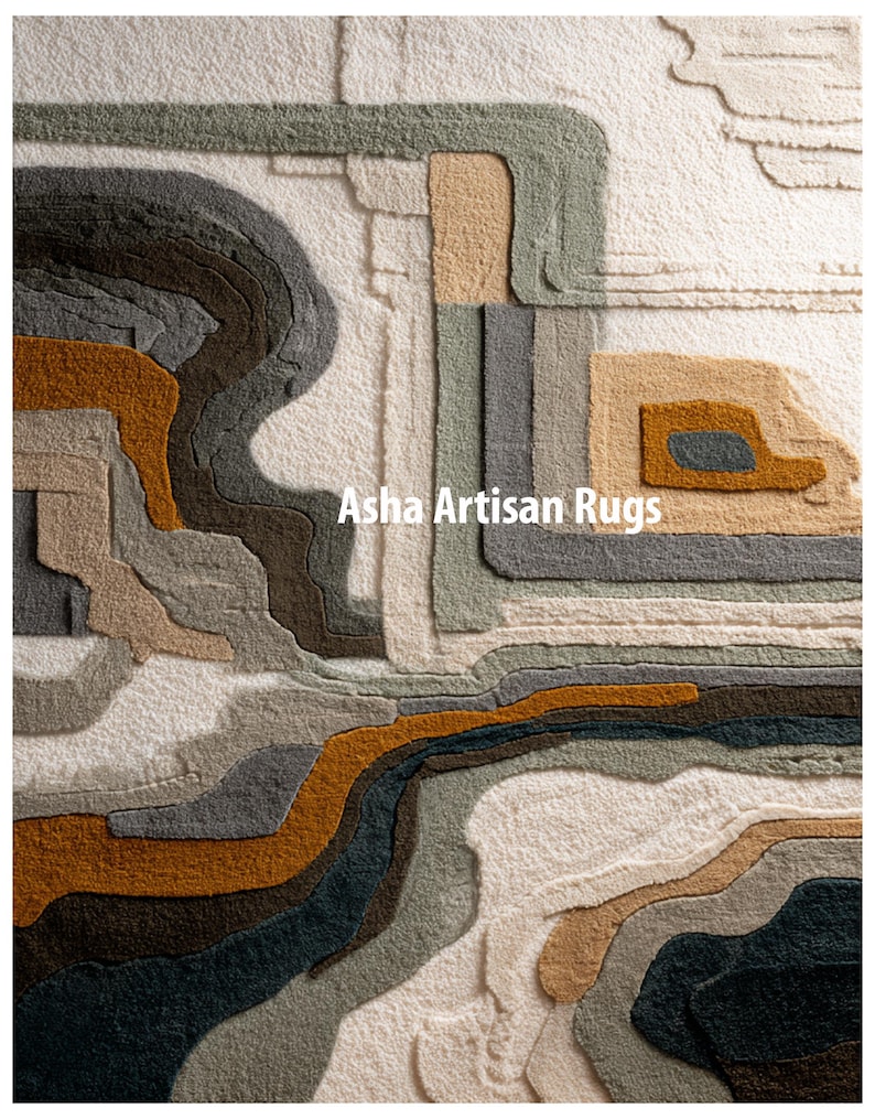 Handmade Abstract Area Rug 8x10: Modern Ethnic Design - Etsy