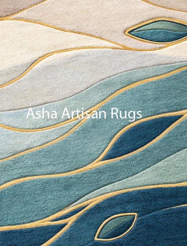 Hand Tufted Abstract Wave Carpet Irregular Shape Soft Custom Modern ...