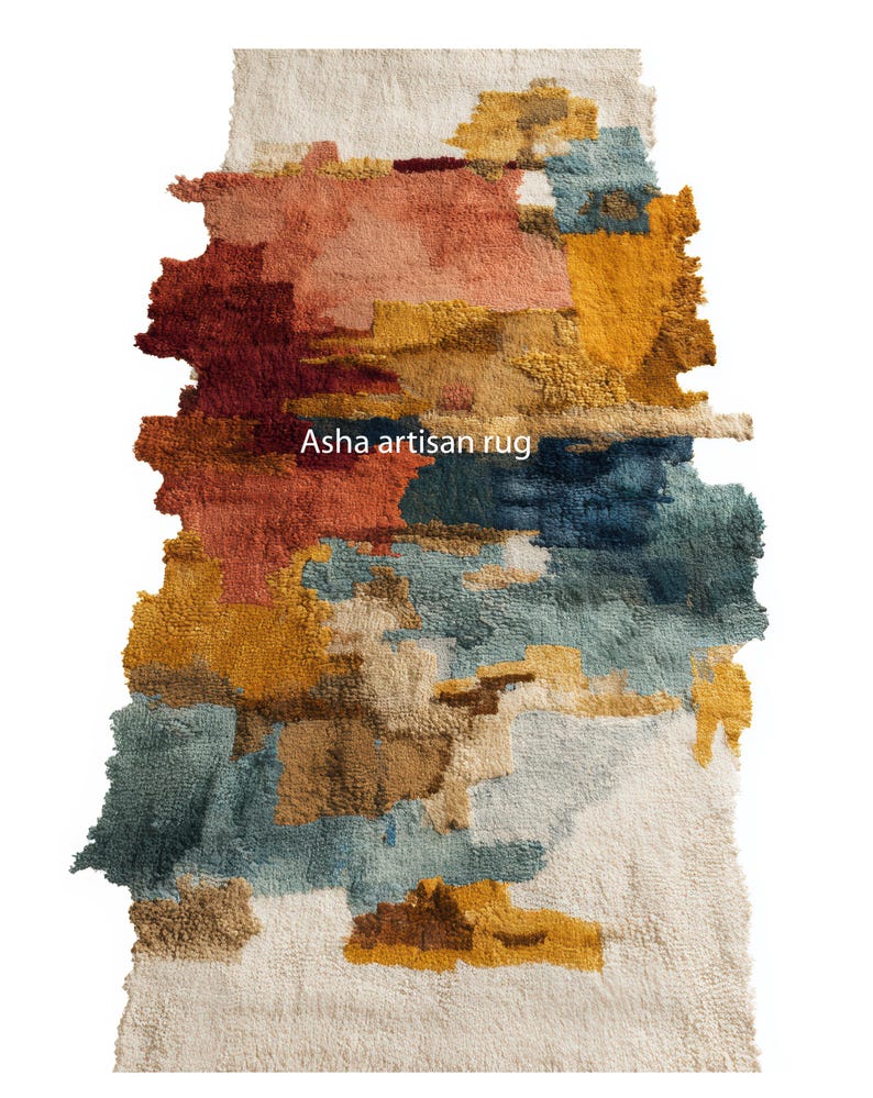 Abstract Modern Area Rug, Boho Home Decor, Handwoven Textured Carpet ...