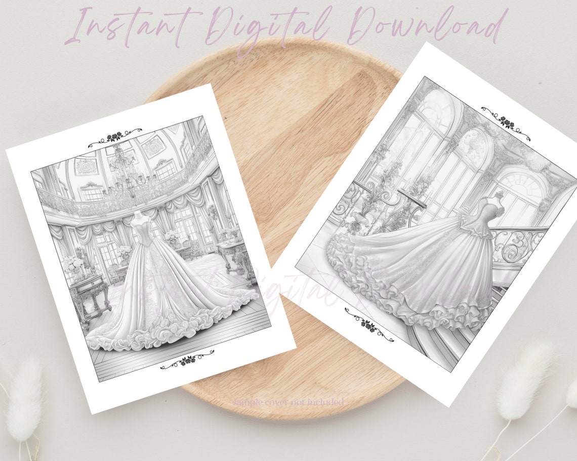Vintage Ball Gown Coloring Pages, Adult Coloring Printable, Vintage ...