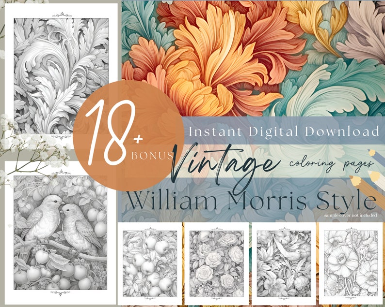 William Morris Coloring Pages, Vintage Coloring Printable, Florals ...