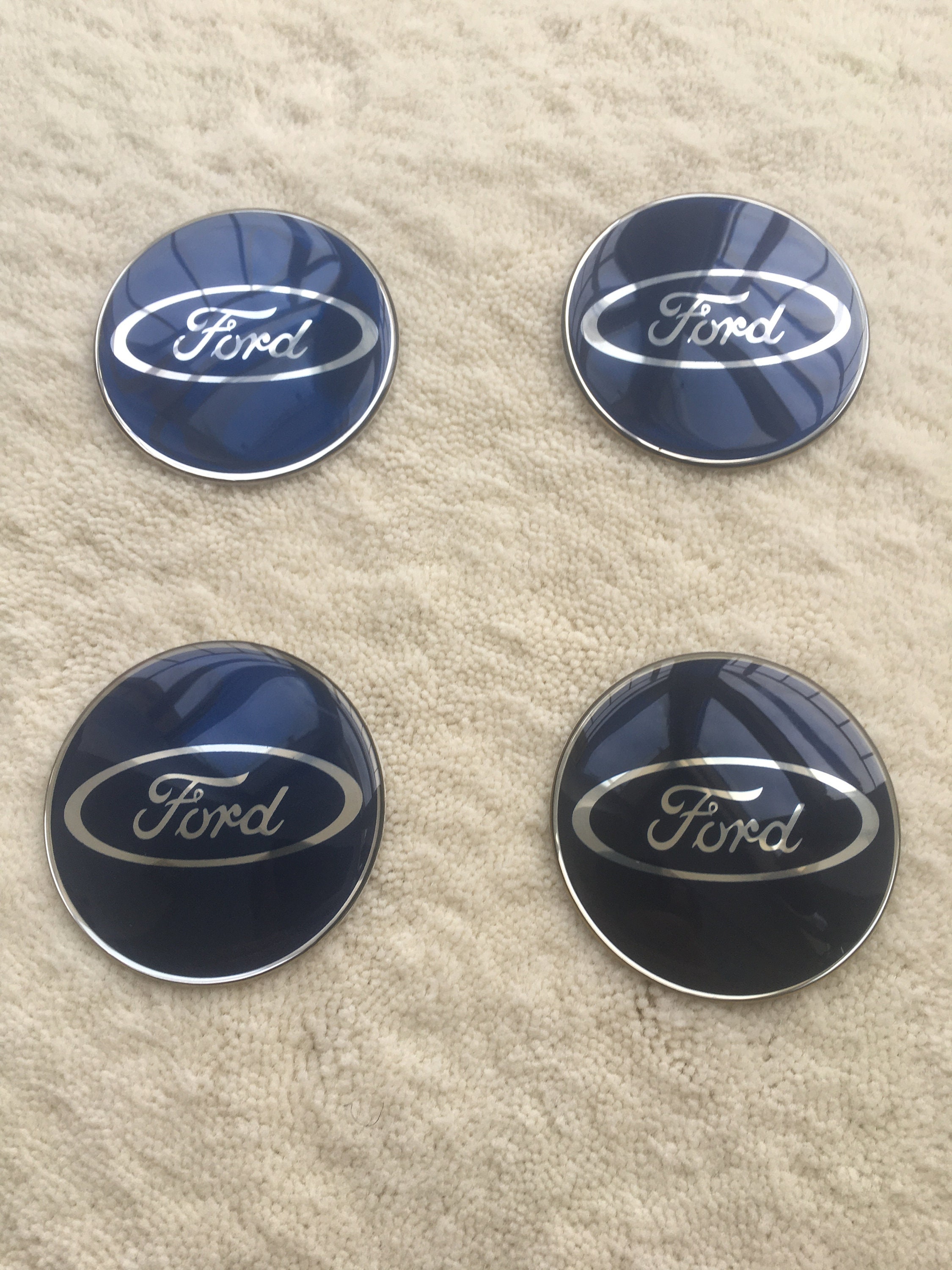 4 Pcs Set Wheel Center Hub Caps Stickers 65 Mm-2.56 Inch for Ford Blue ...