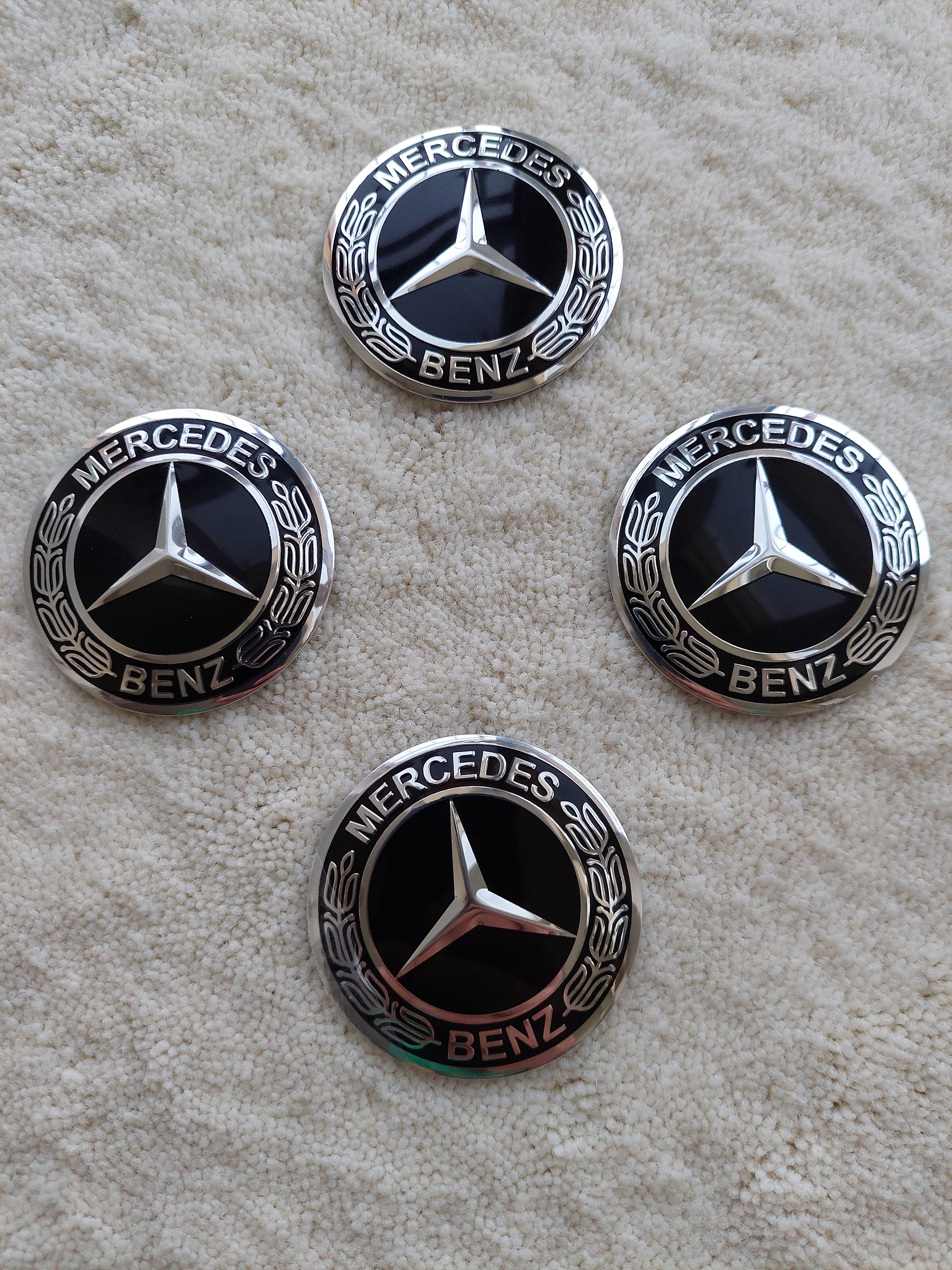 4 Pcs Set Wheel Center Hub Caps Stickers 56 Mm 2.20 Inch for Mercedes ...