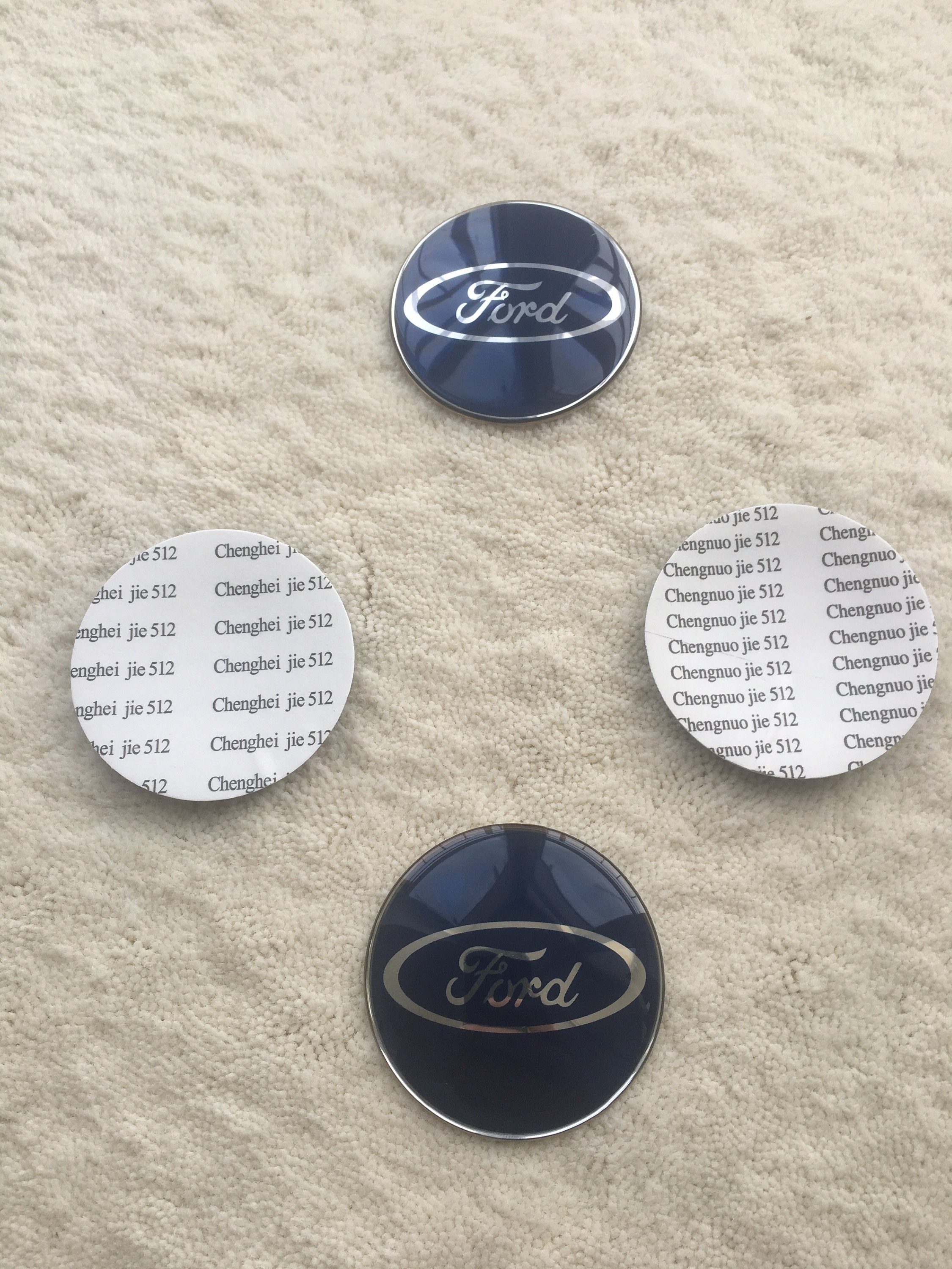 4 Pcs Set Wheel Center Hub Caps Stickers 70 Mm-2.74 Inch for Ford Blue ...