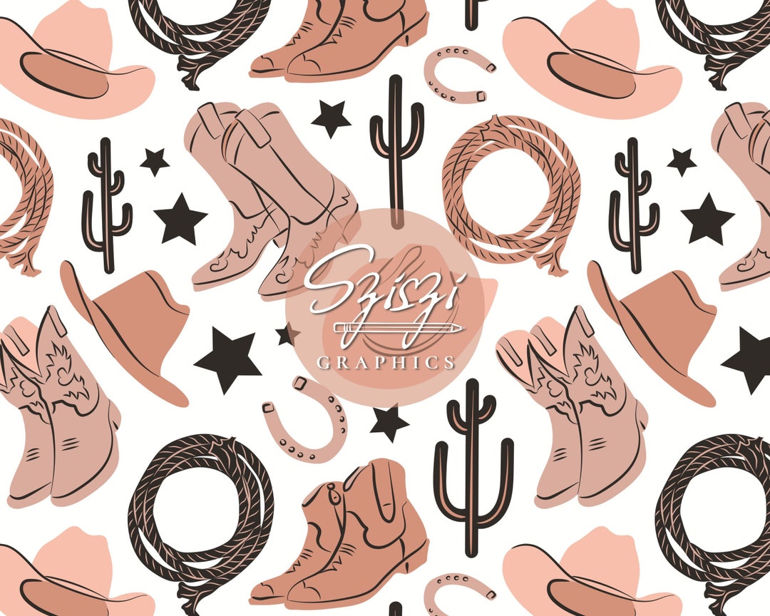 Neutral Western Seamless File Rodeo Cowboy Seamless Pattern Farm ...