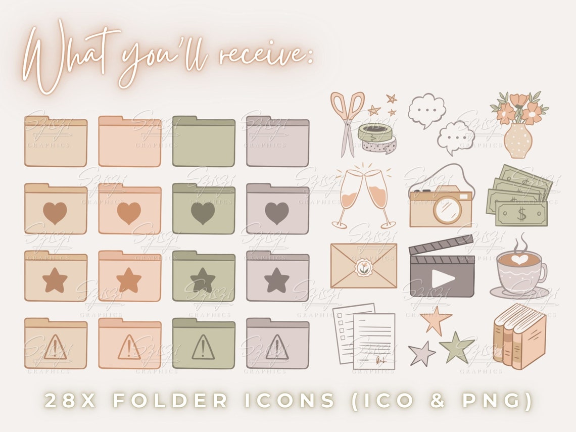 Desktop Organizer Wallpaper 28 Hand Drawn Folder Icons, Cute Desktop ...