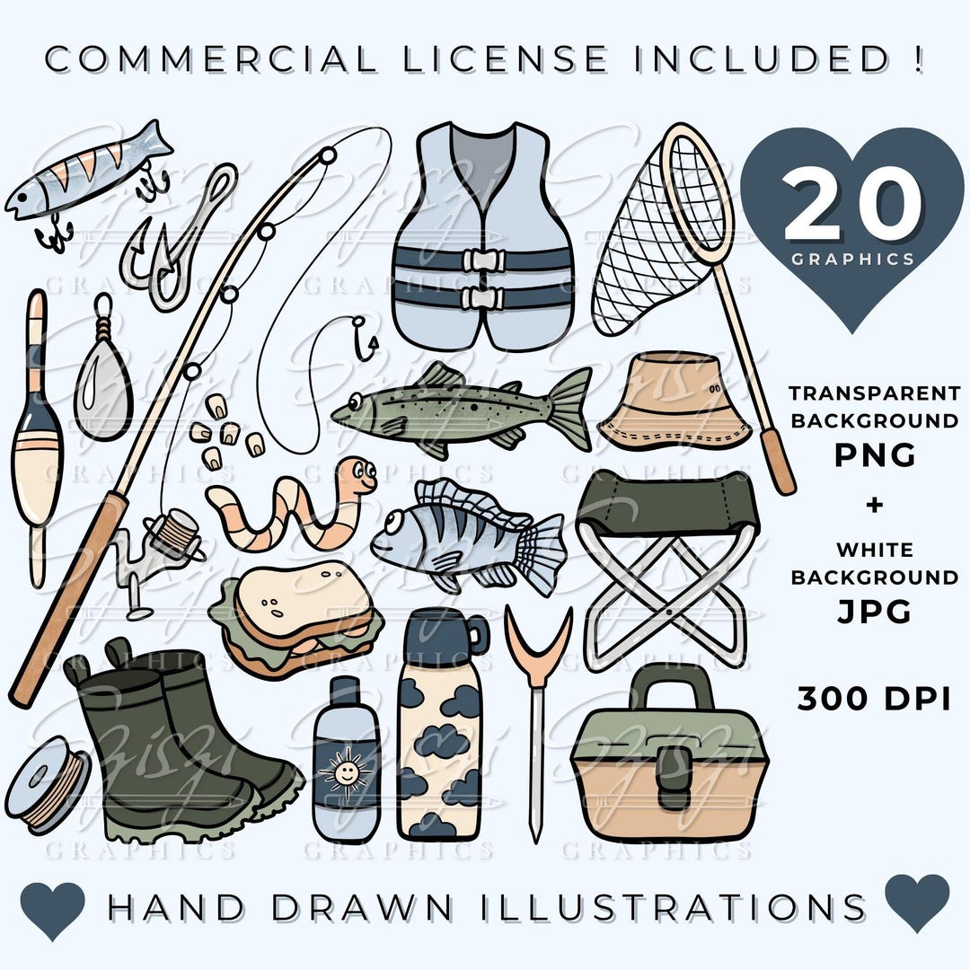 Fishing Clipart Set Fisherman Theme Clip Art Boy Summer Clipart Fishing ...