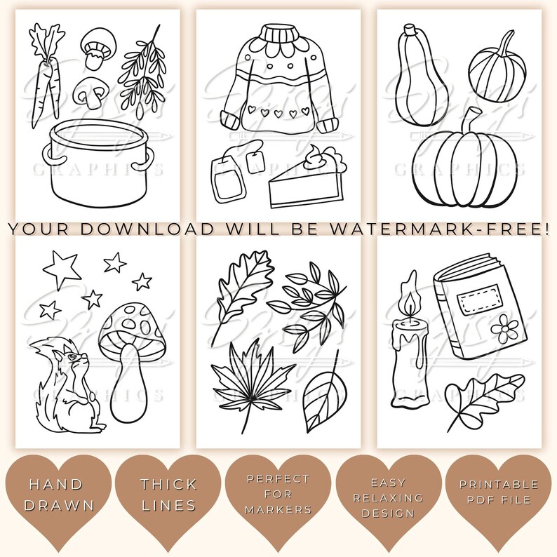 Cute Autumn Coloring Pages Hand Drawn Printable Colouring Pages Doodle ...