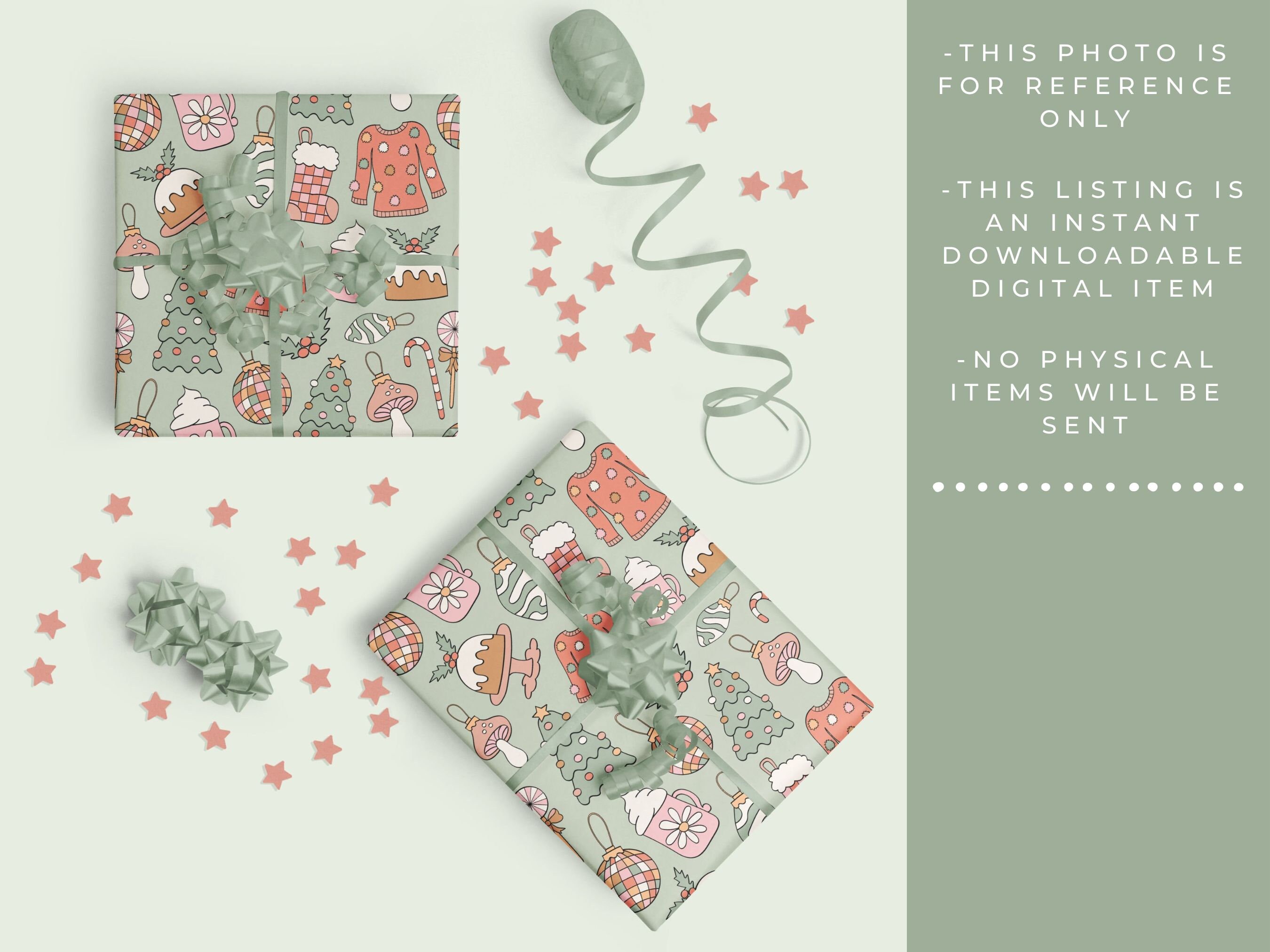 Retro Groovy Christmas Seamless Pattern 60s 70s Vintage Hippie Boho ...