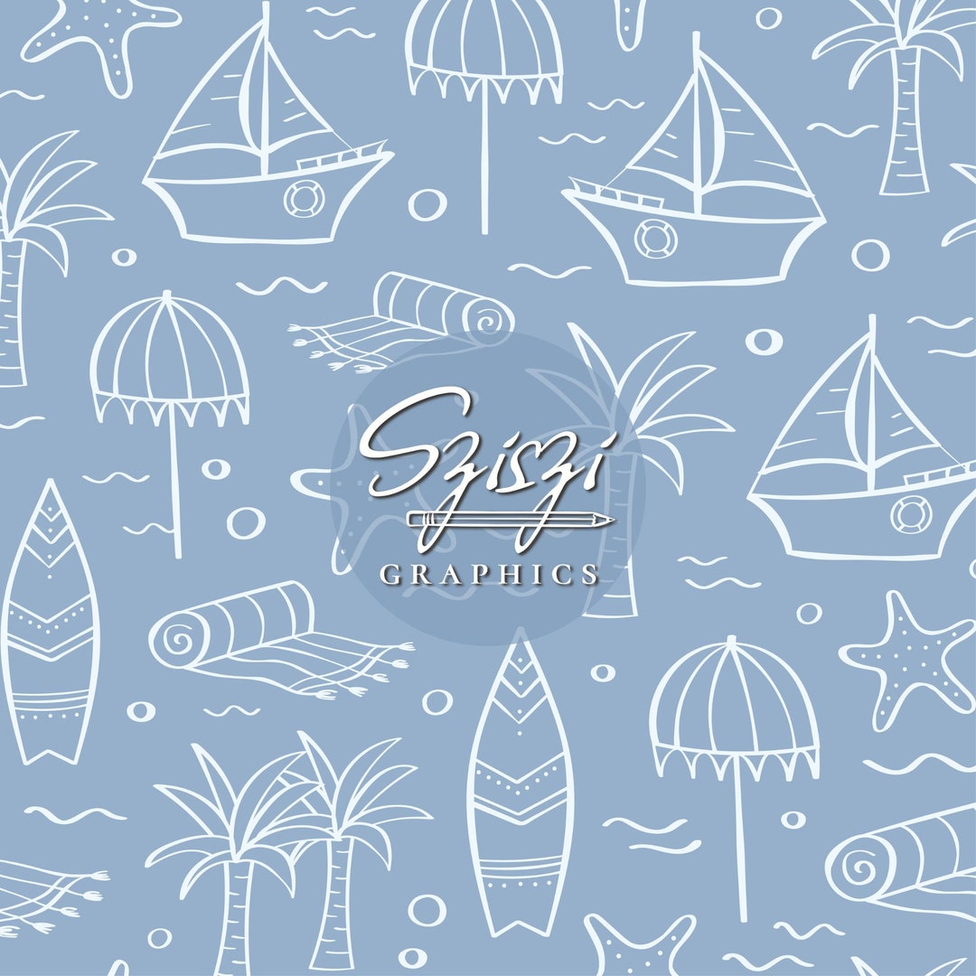 Boho Beach Seamless Pattern Bohemian Surf Repeat Pattern, Cute Hand ...