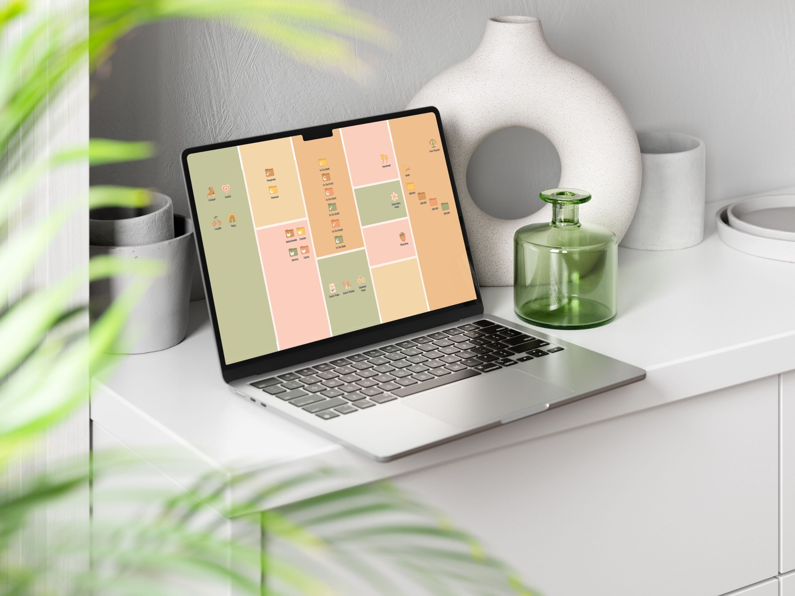 Desktop Organizer Wallpaper Folder Icons Boho Groovy Preppy Funky ...