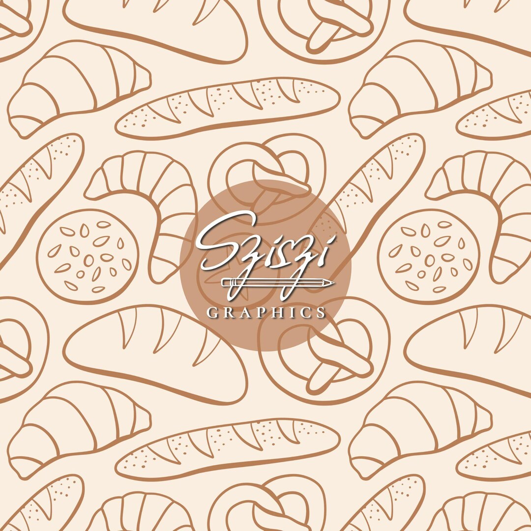Hand Drawn Neutral Bakery Seamless Pattern Baking Baked Good Outline ...