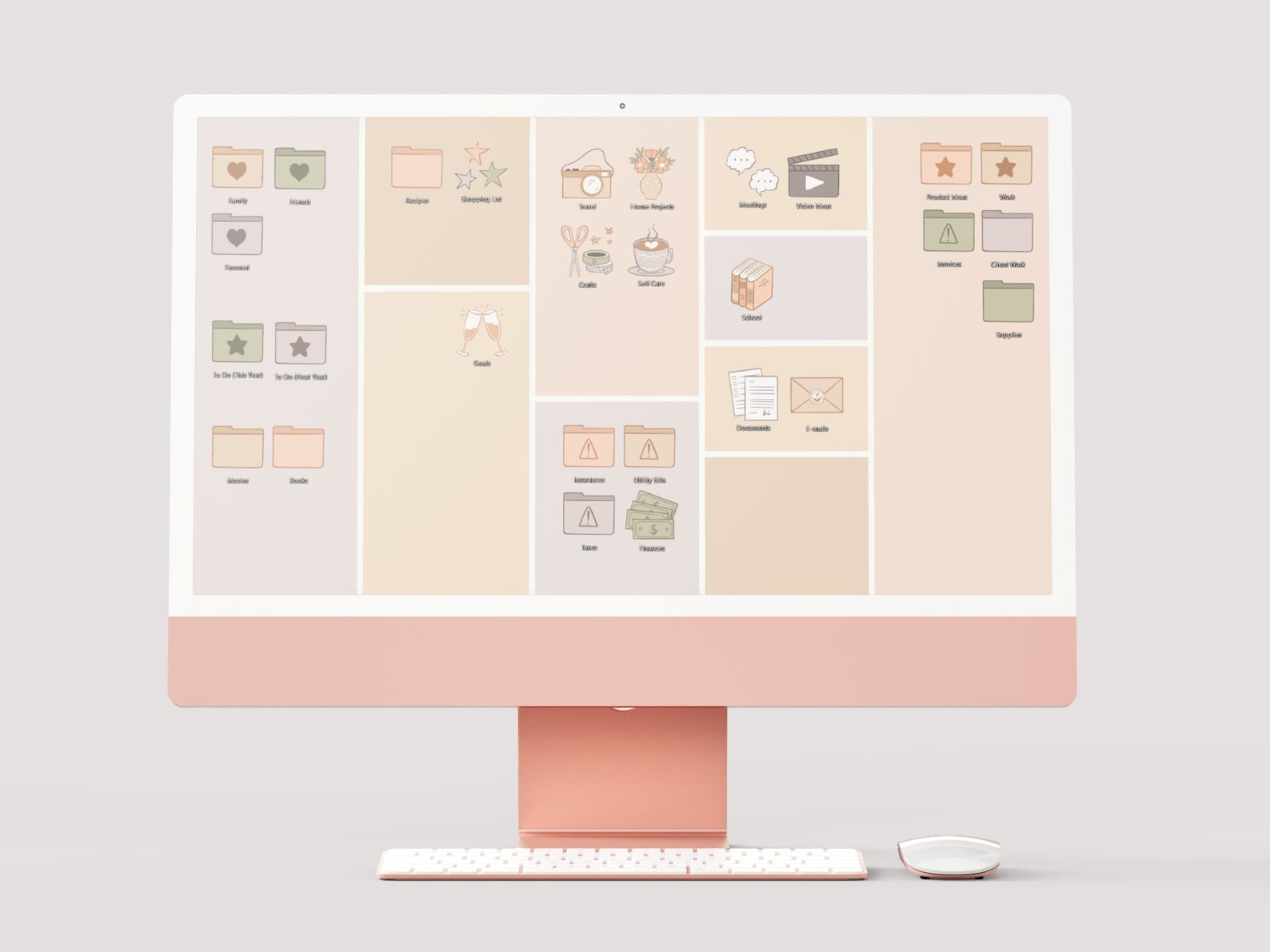 Desktop Organizer Wallpaper 28 Hand Drawn Folder Icons, Cute Desktop ...