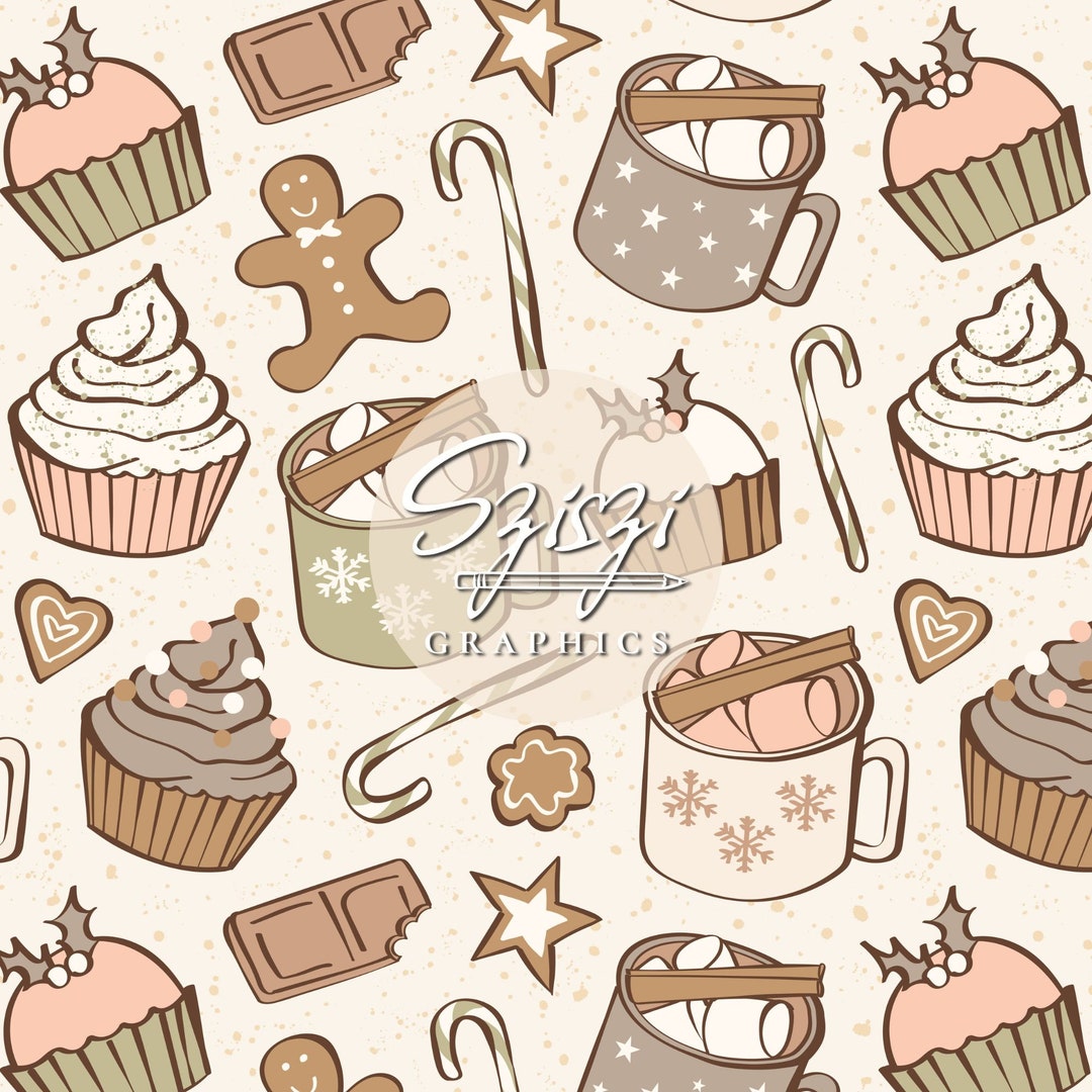 Hot Cocoa Seamless Pattern Christmas Cookies Seamless File - Etsy