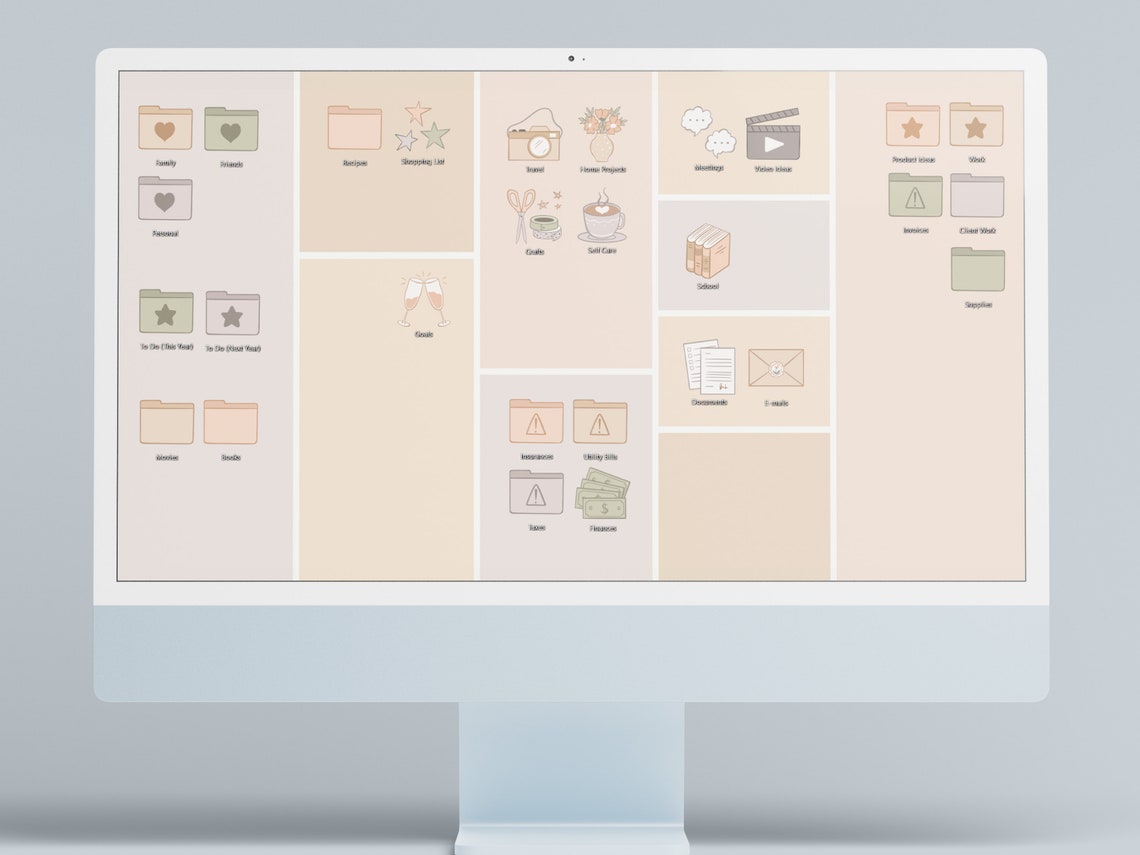 Desktop Organizer Wallpaper 28 Hand Drawn Folder Icons, Cute Desktop ...