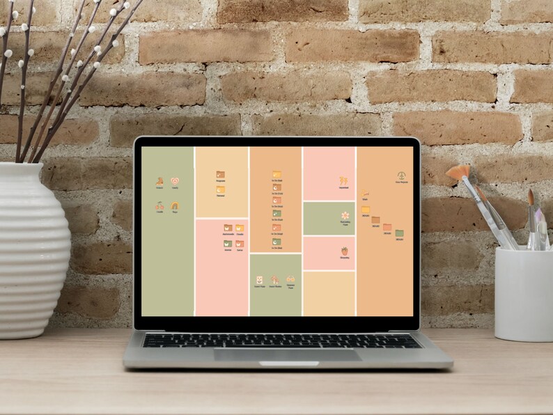 Desktop Organizer Wallpaper Folder Icons Boho Groovy Preppy Funky ...
