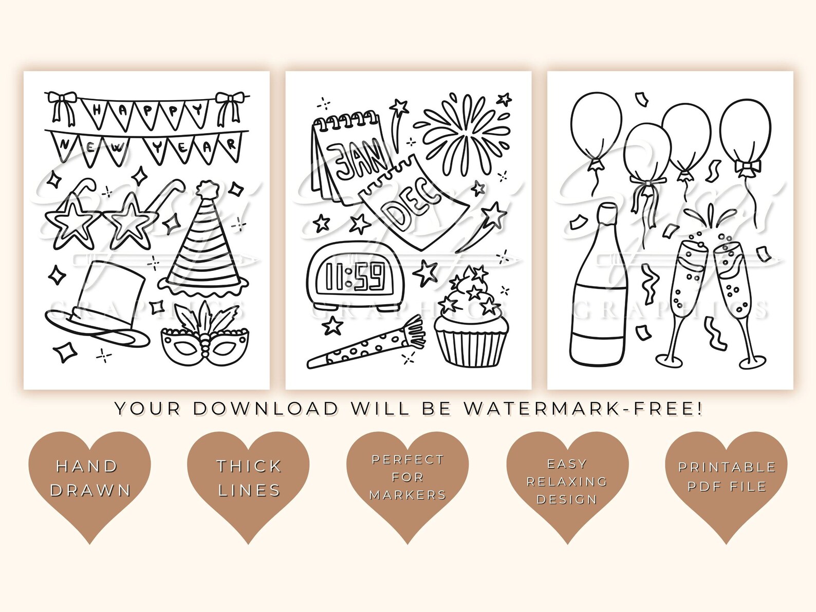 New Year's Eve Coloring Pages Happy New Year Coloring New Years ...