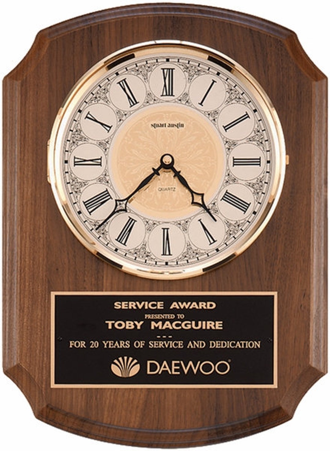 Personalized Walnut Clock Plaque, Custom Award, Employee Recognition ...