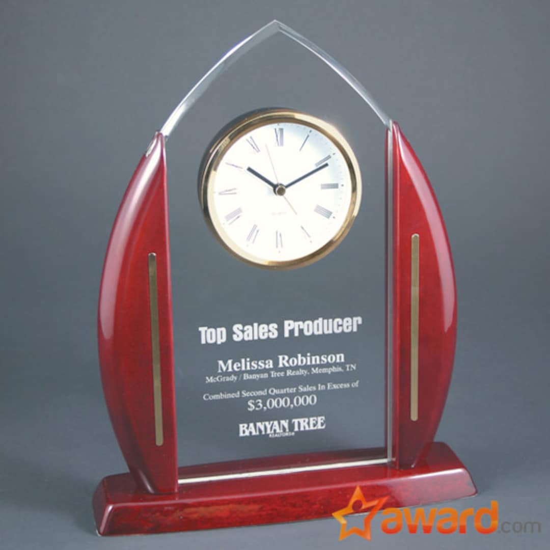 Personalized Cathedral Clock Award Plaque, Custom Award, Employee ...