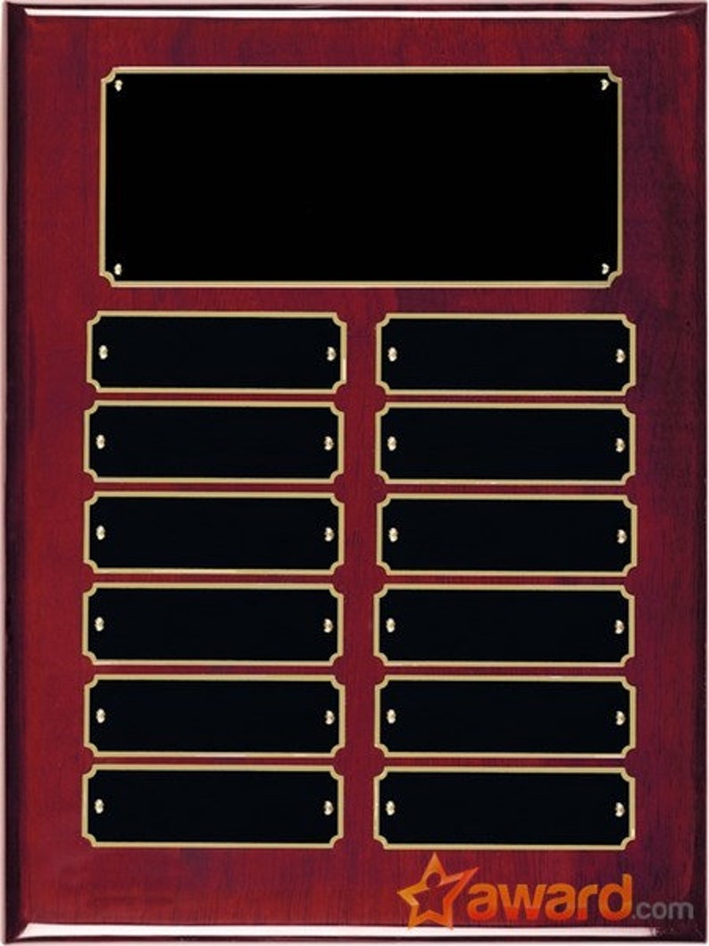 Walnut Perpetual Award Plaque With 12 Nameplates, Custom Award ...