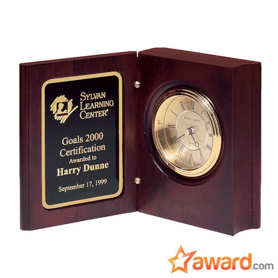 Personalized Book Clock Plaque, Custom Award, Employee Recognition ...