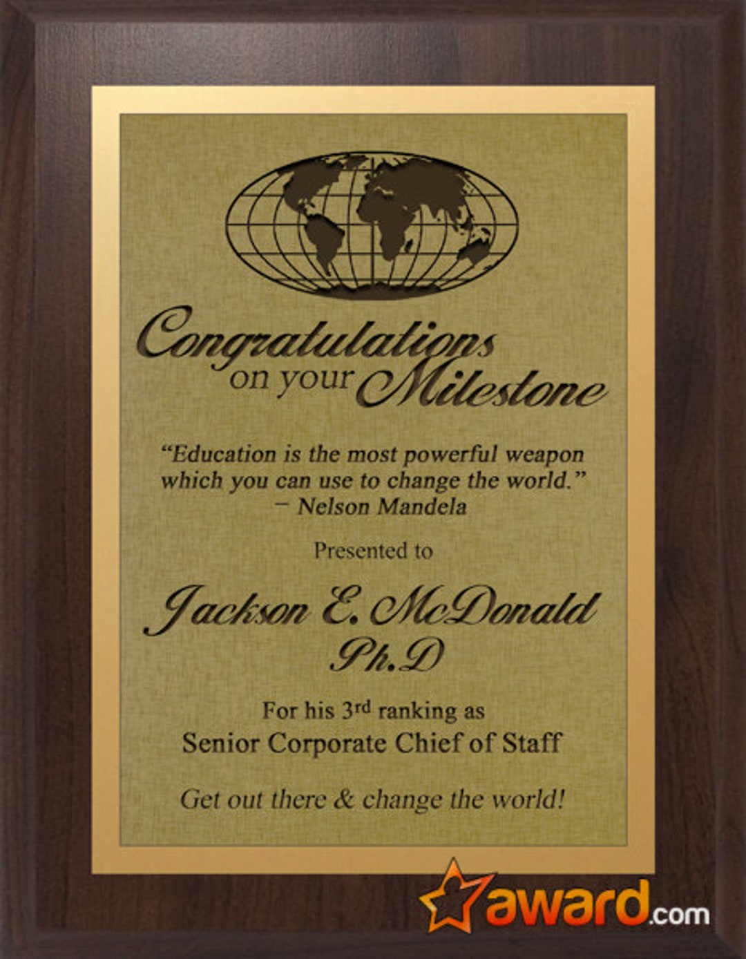 Personalized Cherry Finish Plaque Award, Custom Award, Employee Recognition, Retirement ...