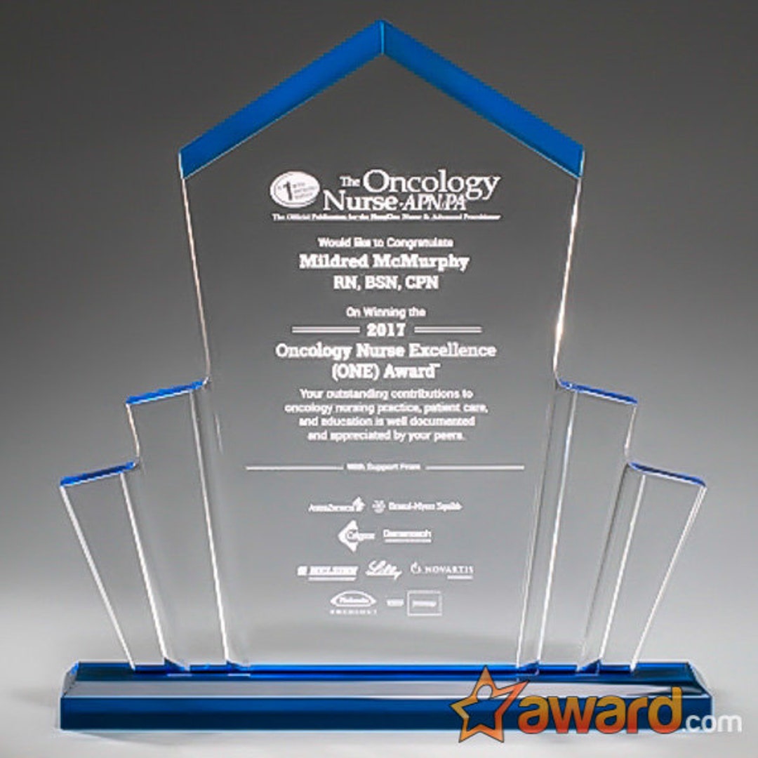Tower Spotlight Acrylic Award Plaque With Blue Accent, Custom Award ...