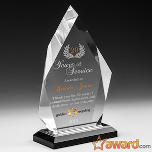 Engraved Acrylic Diamond Award With Full Color, Custom Award, Employee ...