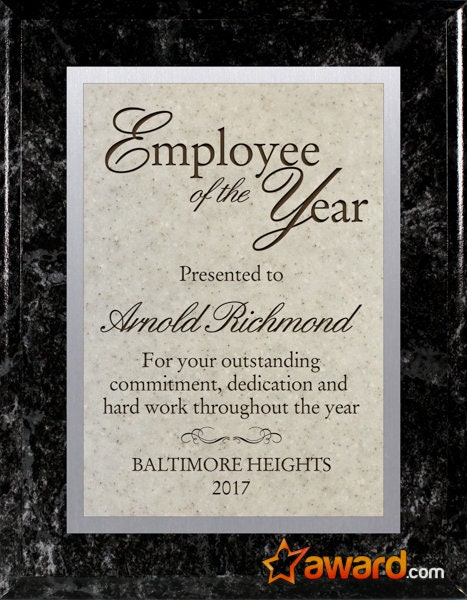 Personalized Black Award Plaque With Quartz Plate, Custom Award ...