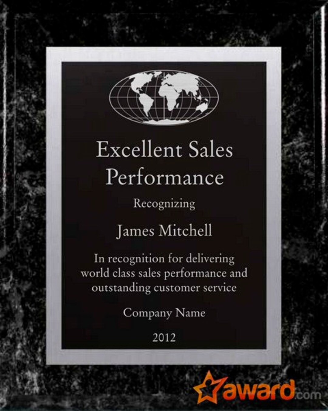 Personalized Marble Finish Plaque, Custom Award Plaque, Employee ...