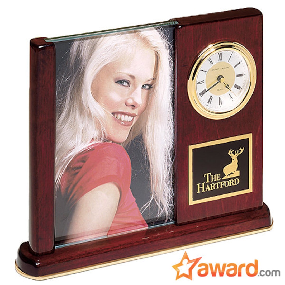 Personalized Picture Frame Clock Plaque, Custom Award, Employee ...