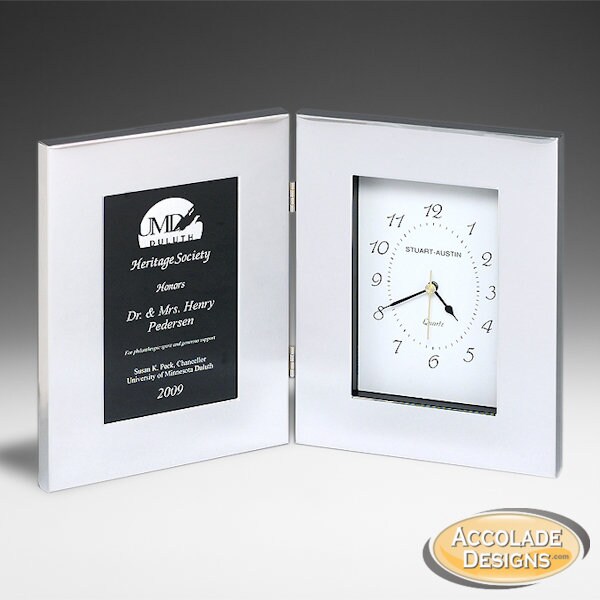 Personalized Silver Clock Plaque, Custom Award, Employee Recognition ...