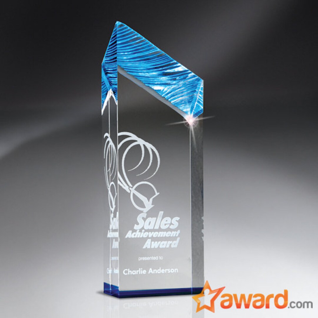 Personalized Blue Chisel Peak Award Plaque, Custom Award, Employee ...