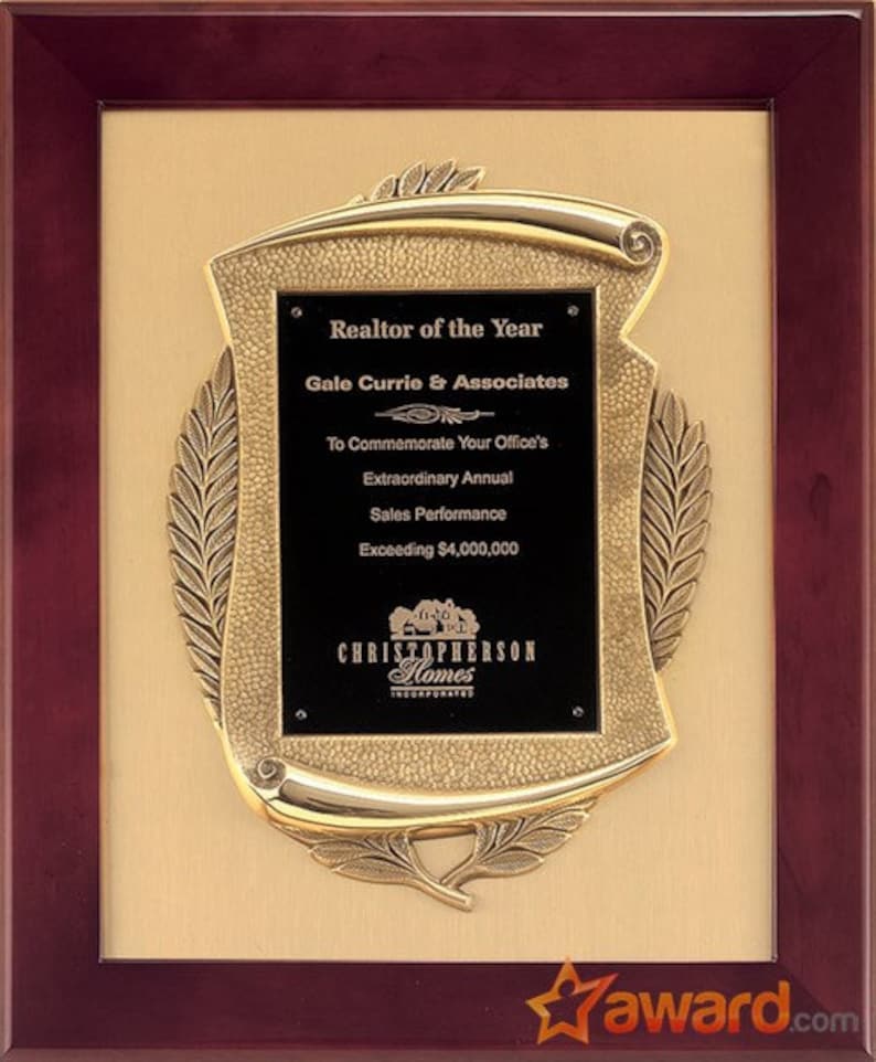 Custom Rosewood Frame Plaque With Scroll Casting, Custom Award ...
