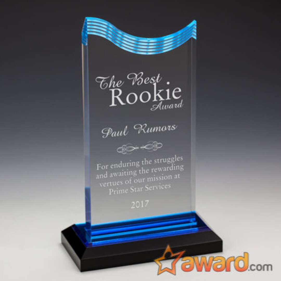 Custom Blue Wave Plaque Award, Custom Award, Employee Recognition ...