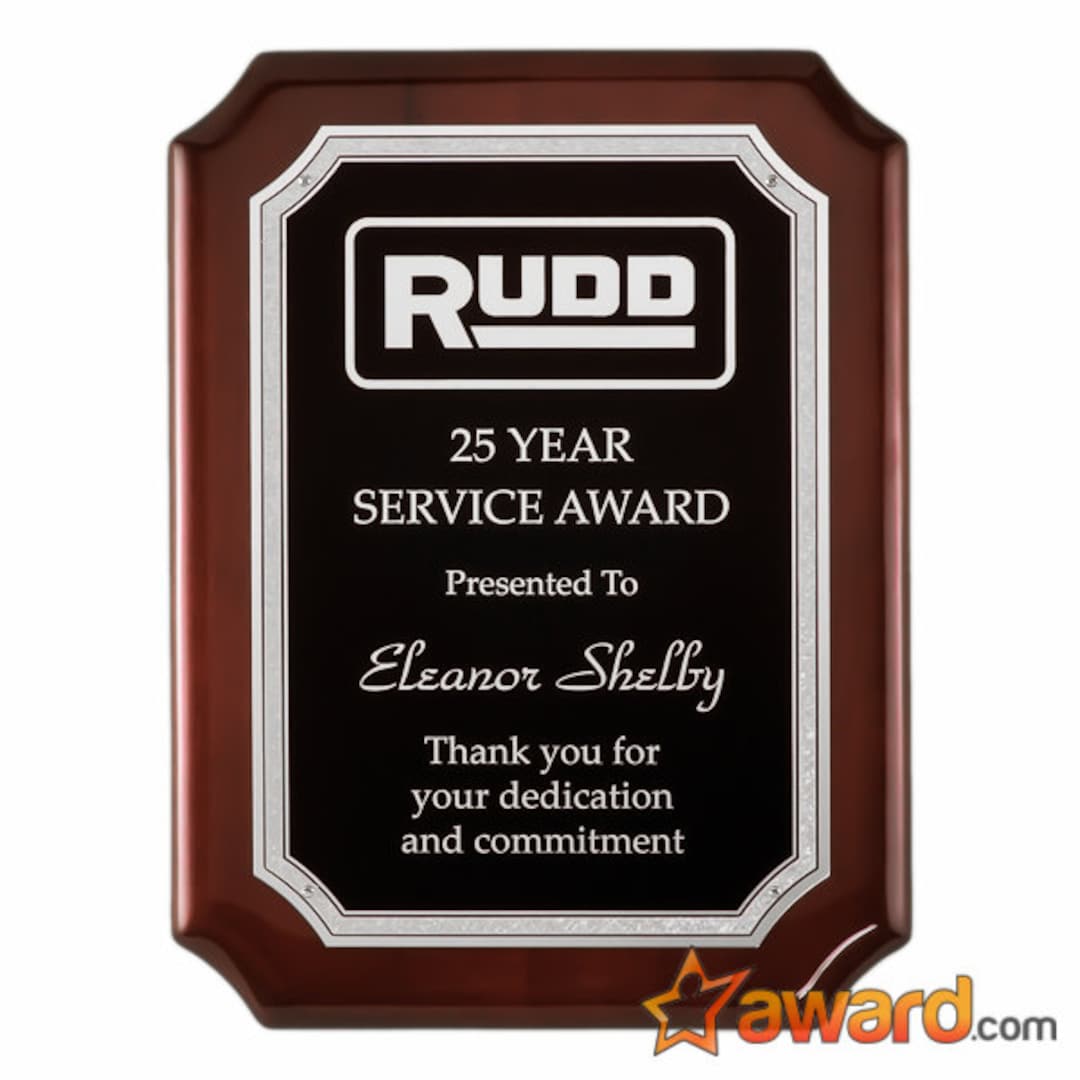 Custom Rosewood Plaque Silver Plate, Custom Award, Employee Recognition ...