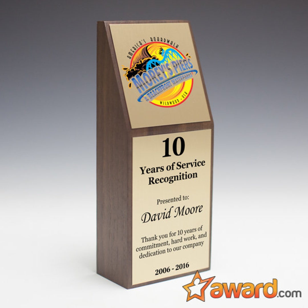 Personalized Walnut Tower Award, Custom Award, Employee Recognition ...