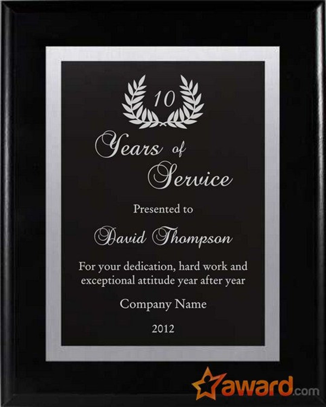 Personalized Matte Black & Silver Plaque, Custom Award Plaque, Employee ...