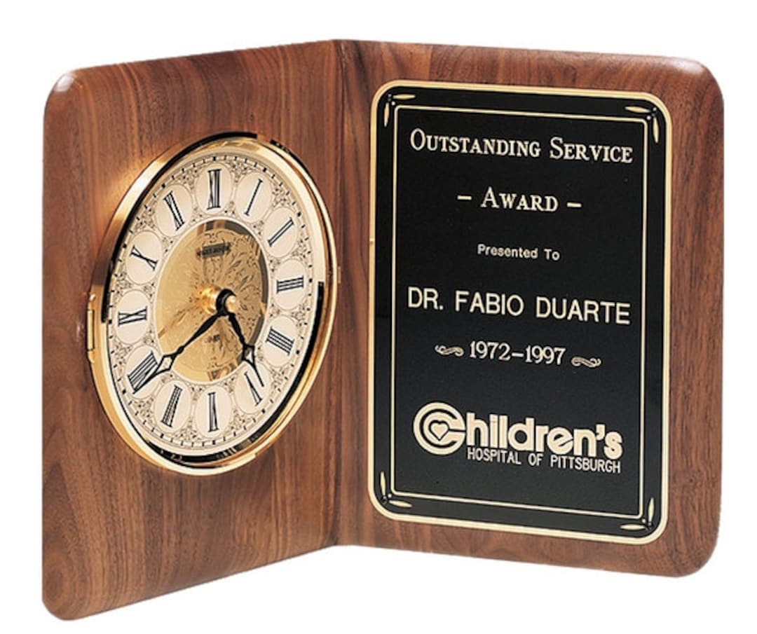 Personalized Desk Clock Plaque, Custom Award, Employee Recognition ...