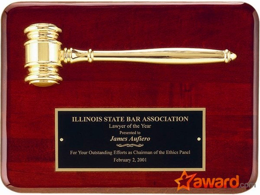Custom Rosewood Gold Gavel Plaque, Custom Award, Employee Recognition ...