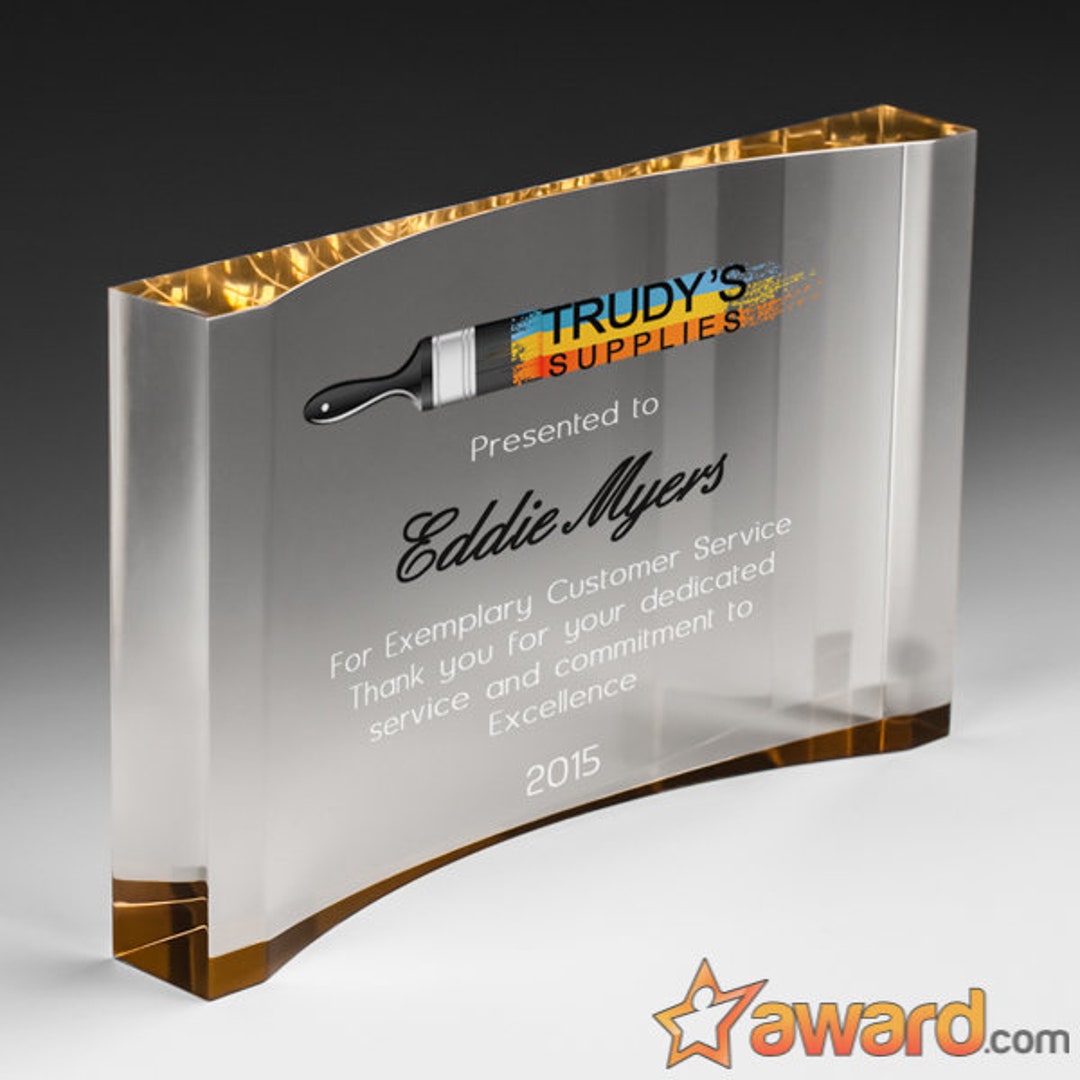 Custom Blue Crest Award Plaque With Full Color, Custom Award, Employee ...